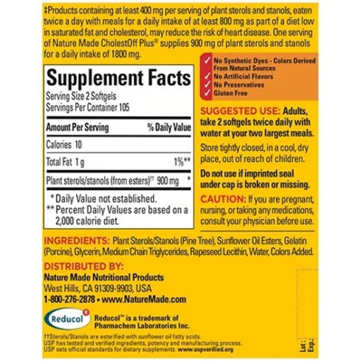 Nature Made CholestOff Plus (210 Softgels) - Glamme Health & Beauty